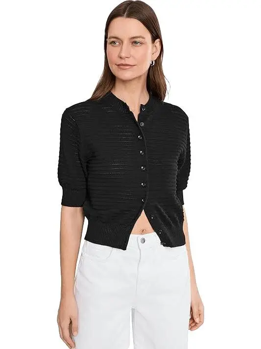 Madewell Cotton Stitch Siya Short Sleeve Cardigan - Black