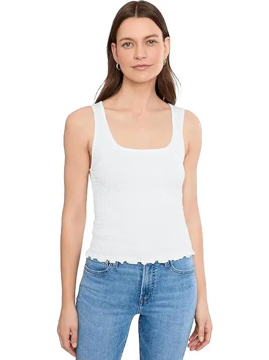Madewell Smocked Scoop Neck Tank - White