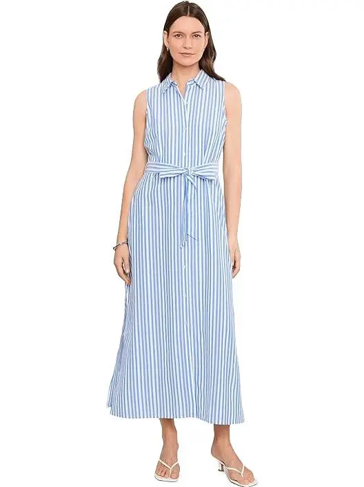 Vince Camuto Sleeveless Striped Maxi Dress With Sash - Blue
