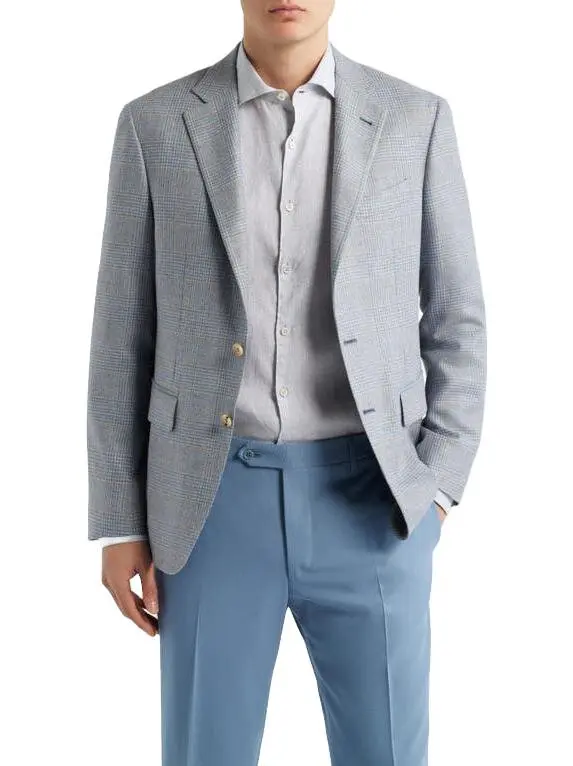 Canali Kei Trim Fit Grey Glen Check Sport Coat - Light Brown/blue