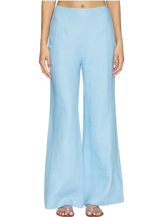 Faithfull The Brand Syna Linen Wide Leg Pants - Sky Blue