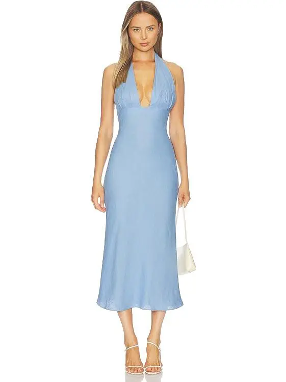 Faithfull The Brand Marita Midi Dress - Sky Blue