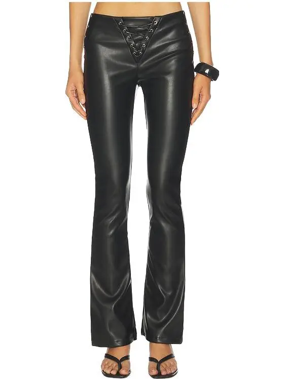 Superdown Mada Faux Leather Flare Trousers - Black
