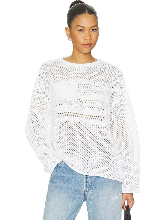 Polo Ralph Lauren Cotton Blend Crew Neck Pullover Sweater - White Multi