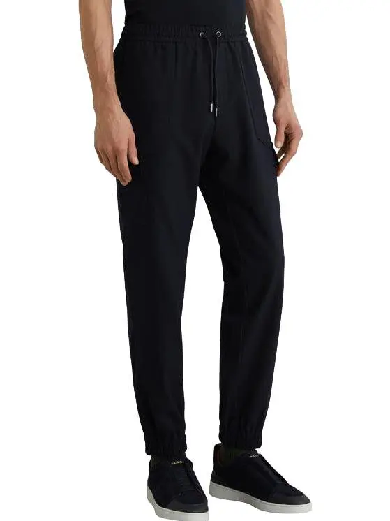 REISS Hidden Straight Leg Cargo Pants - Navy