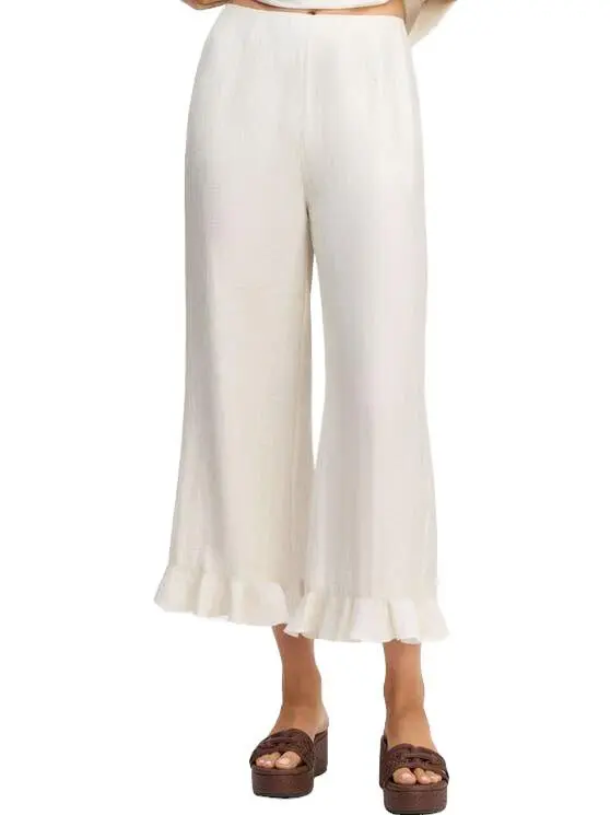 Sam Edelman Ruffle Hem Ankle Pants - Ecru