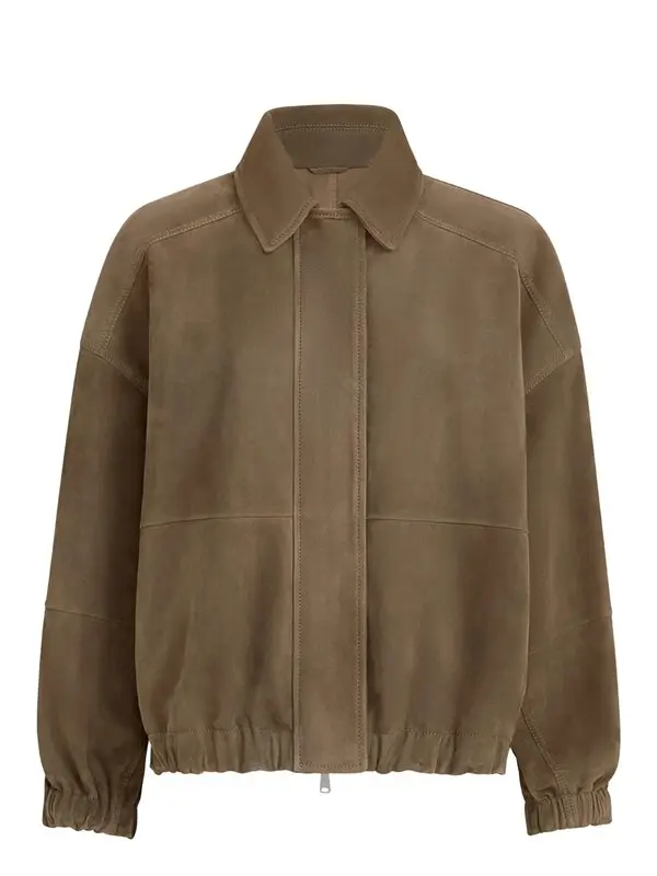 Brunello Cucinelli Suede Bomber Jacket - Green