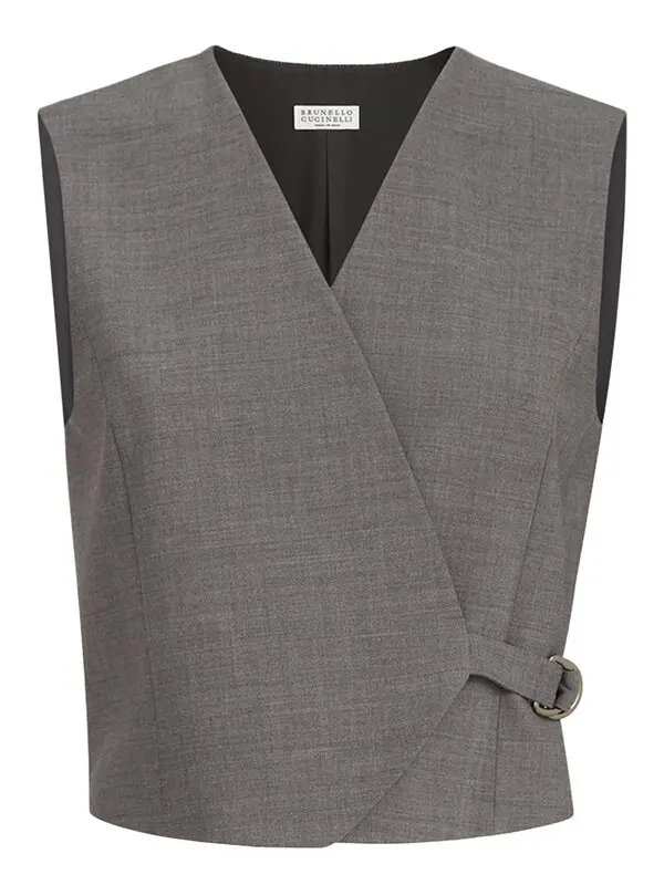 Brunello Cucinelli Tropical Luxury Wool Waistcoat - Grey