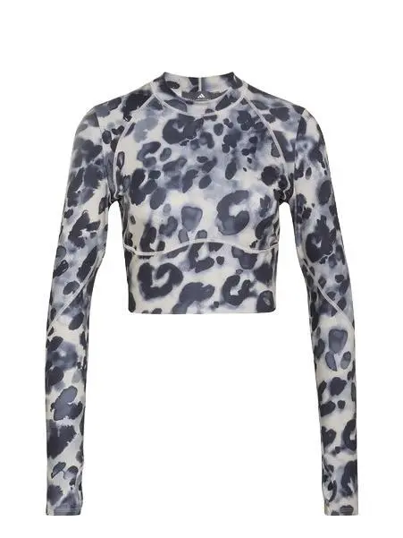 Adidas By Stella McCartney Long-sleeve Cropped Top With Leopard Print - Multicolor