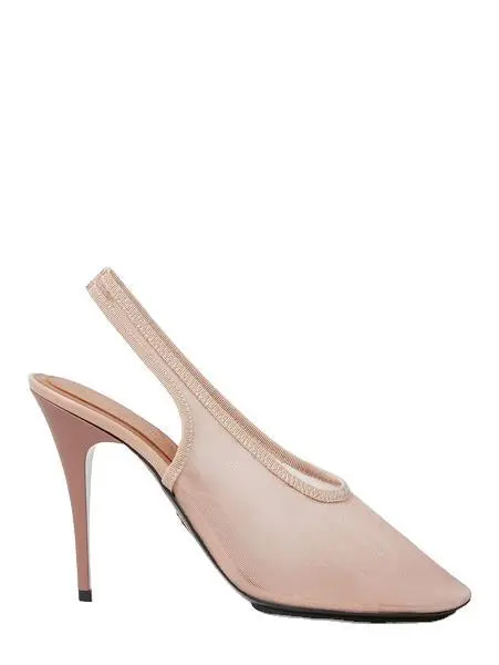 Stella McCartney Slingback Stretch Mesh Pumps - Natural