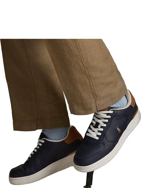 Ralph Lauren Masters Court Leather Sneakers - Navy/tan