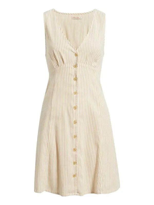 Marine Layer Camila Sleeveless Hemp Blend Stripe Minidress - Tuscan Stripe