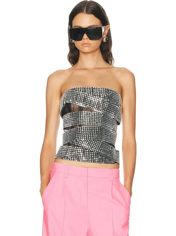 AREA Disco Ball Strapless Top - Black