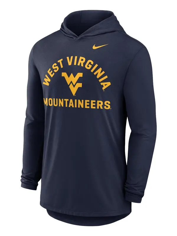 Nike West Virginia Primetime Arch Dri-fit College Long-sleeve Hooded T-shirt - Blue