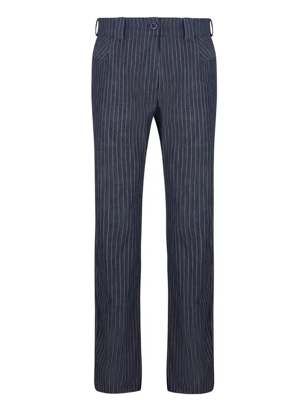 GUNDA HAFNER LTD Straight Leg Pinstriped Denims - Blue