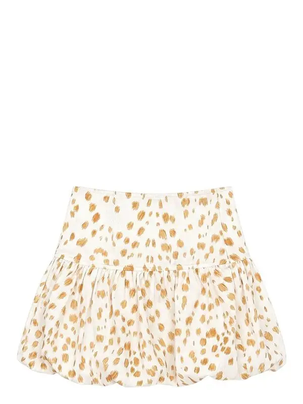 CARMEN SAYS Fawn Deer Print Balloon Mini Skirt - Beige/white