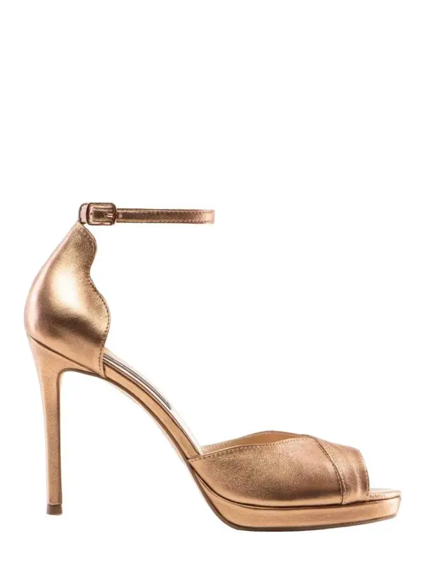 THE 5TH ELEMENT Liana Bronze Metallic Leather Stiletto Platform Sandals - Gold