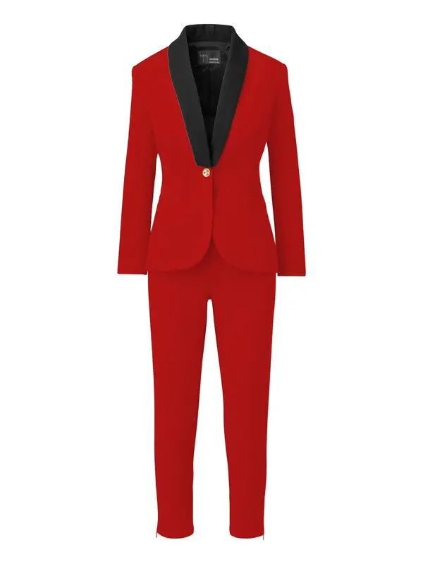 LAYO G Tailored Stretch Suit Set With Zip Cuffs - Red