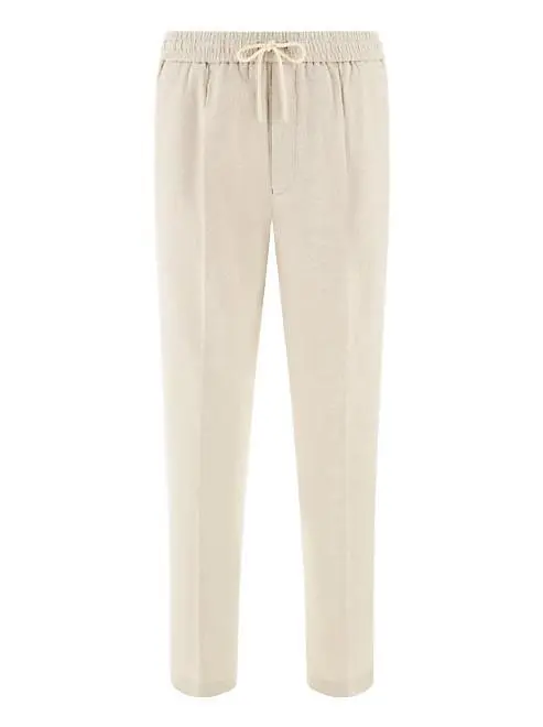 Boggi Milano Tapered Cotton And Linen Trousers - Sand