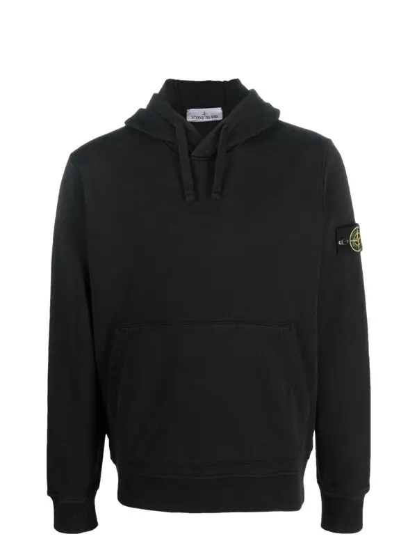 Stone Island Long-sleeved Hooded Sweatshirt - Black