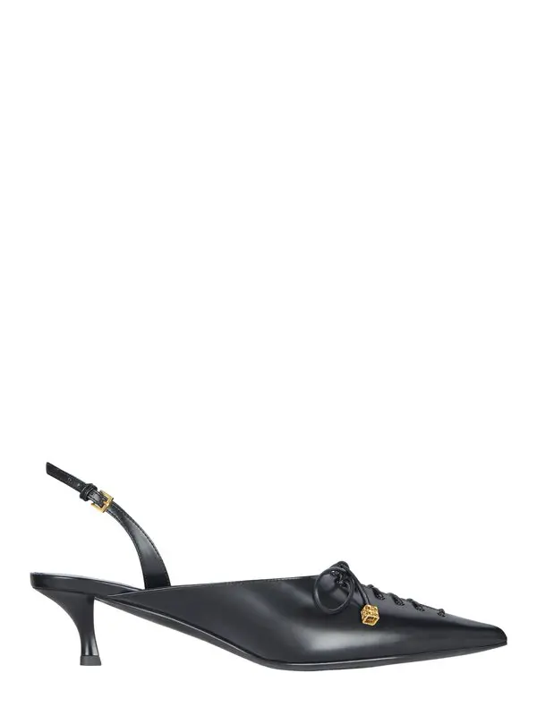 Givenchy Leather Slingbacks With Lace-up Detailing - Black