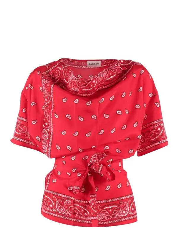 P.a.r.o.s.h Draped Paisley Print Silk Cover-up - Red