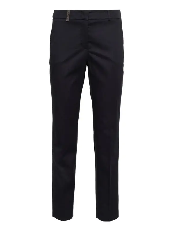 Peserico Mid-rise Tailored Trousers With Perforated Details - Black