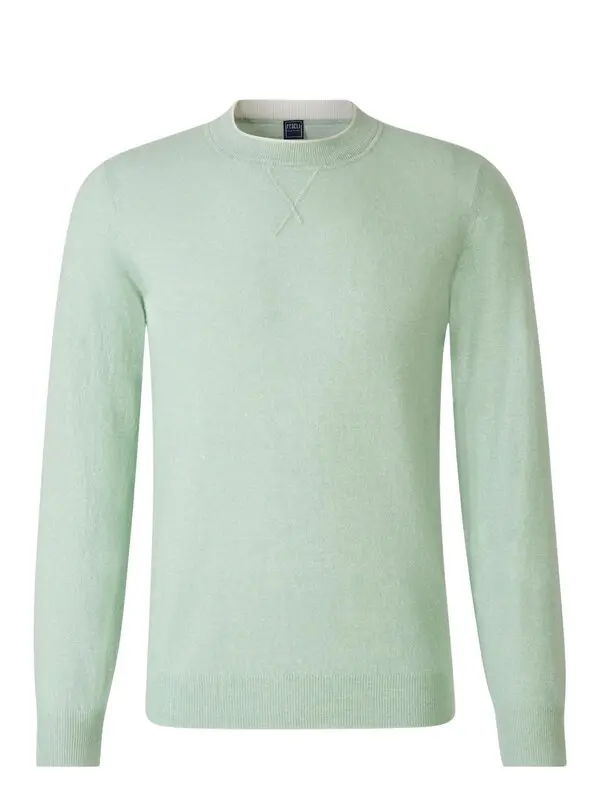 Fedeli Round Neck Long Sleeve Sweater - Green