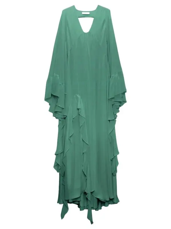 Dorothee Schumacher Sheer Ruffled Maxi Gown - Green