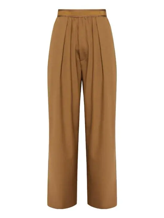 Acne Studios Logo-tape Wide Leg Trousers - Brown