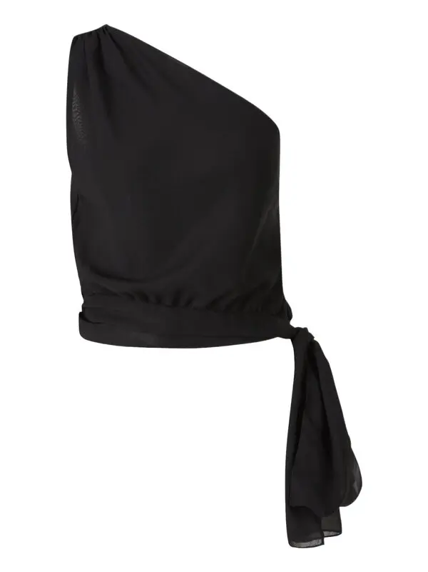 Peserico Asymmetrical Draped Blouse With Side Bows - Black