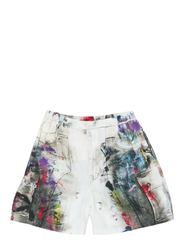 Acne Studios Paint-splatter Relaxed-fit Shorts - Gray
