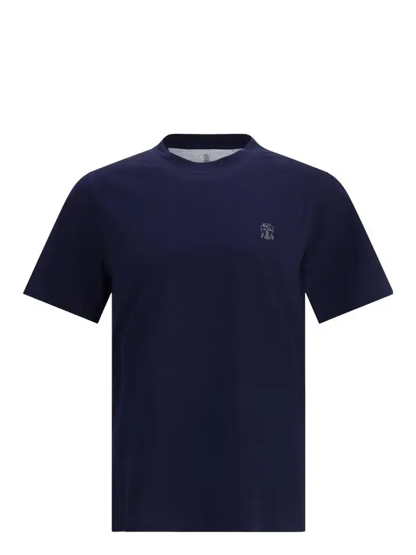 Brunello Cucinelli Logo Printed Crewneck T-shirt - Black