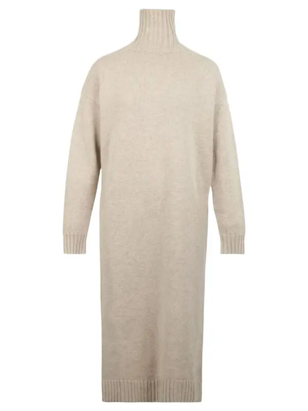 Max Mara High Neck Long Sleeve Dress - Nude