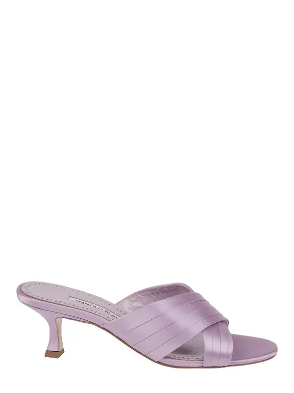 Manolo Blahnik Vieramul Satin Pleated Mules - Fuchsia
