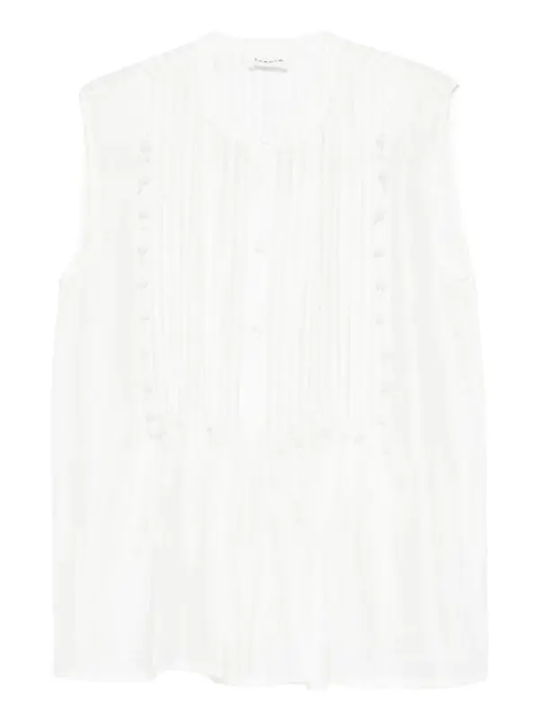 P.a.r.o.s.h Sadio Button-embellished Sleeveless Blouse - White