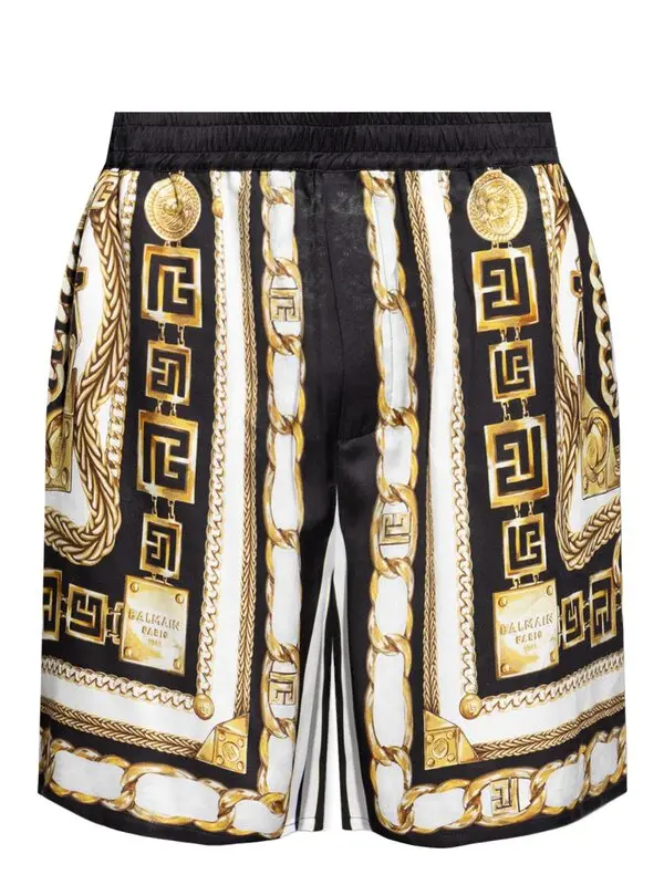 Balmain Relaxed Fit Printed Shorts - Black