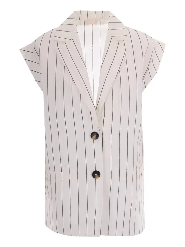 Liu Jo Single-breasted Waistcoat With Notched Lapel And Striped Details - White