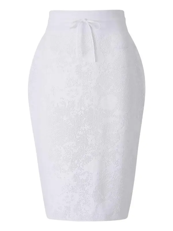 Fabiana Filippi Floral Motif Midi Knitted Skirt - White