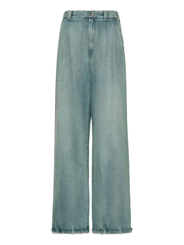 MAISON MARGIELA Wide-leg Pleated Jeans - Light Blue