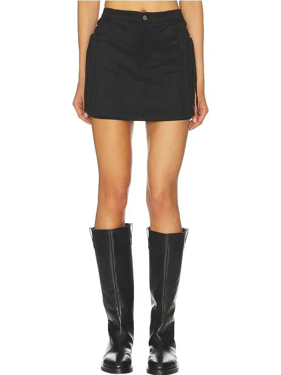 Superdown Faux Suede Mini Skirt - Black