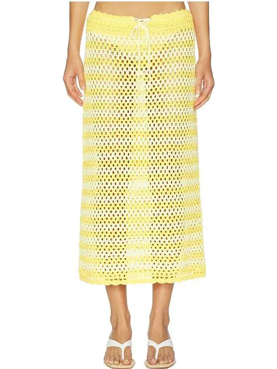 Simkhai Crochet Midi Skirt With Drawstring Waist - Yellow