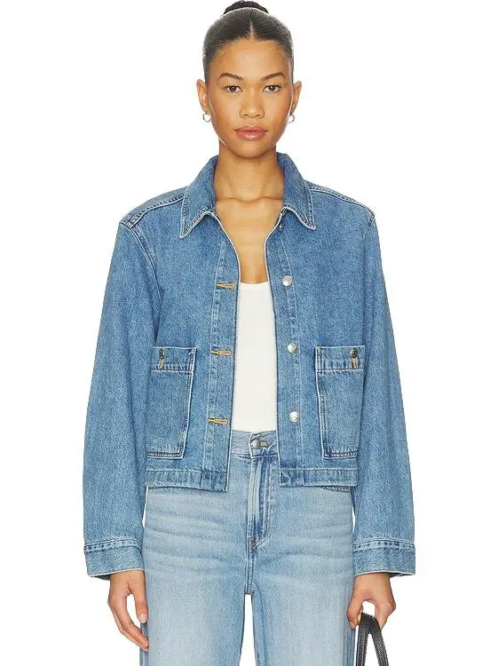 Madewell Chore Cropped Denim Jacket - Blue