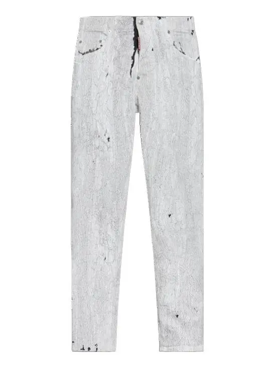 Dsquared2 Crinkled Slim Skater Jeans - White
