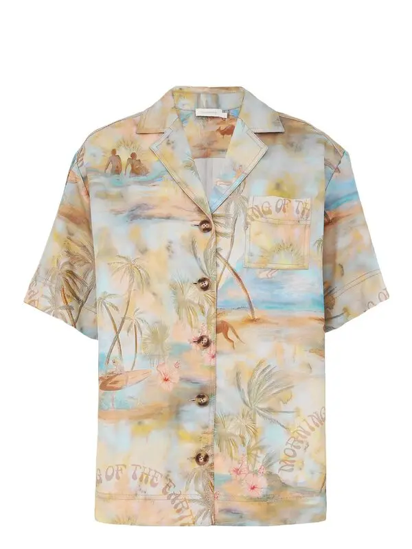 Zimmermann Illuminate Short Sleeved Shirt - Blue Morning