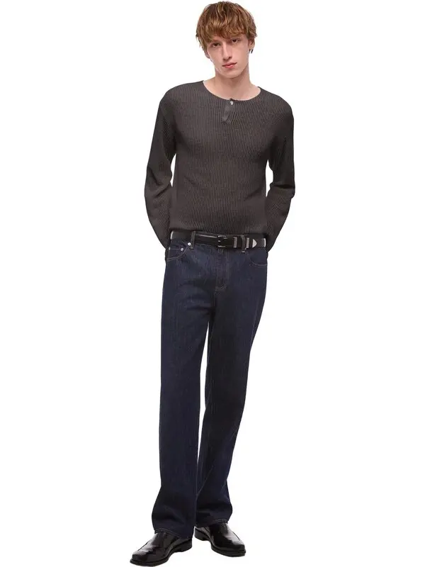 Helmut Lang Textured Henley - Black