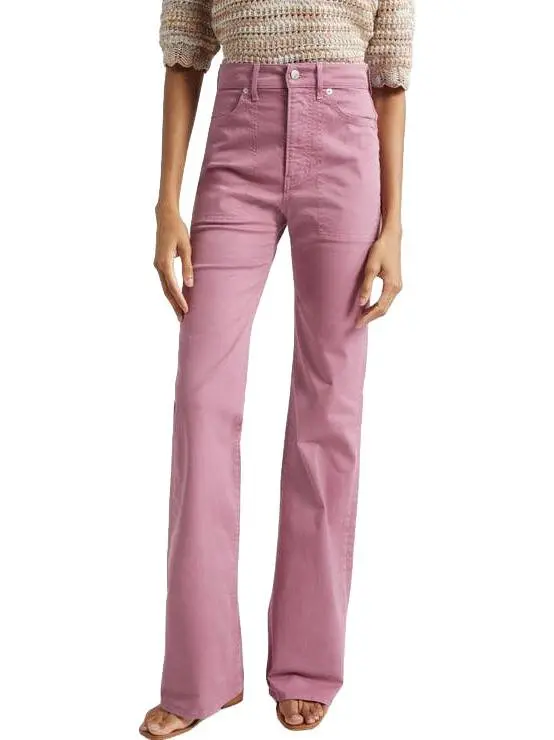 Veronica Beard Crosbie Stitch Pocket High Waist Wide Leg Pants - Orchid Haze