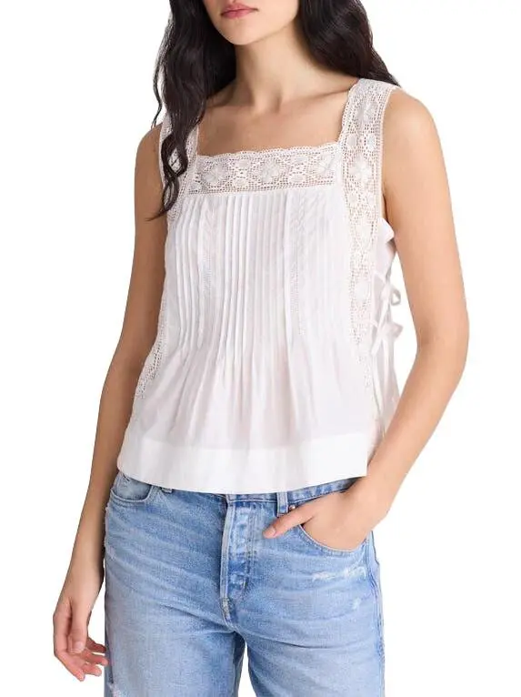 Madewell Sophie Sleeveless Lace-trimmed Pintucked Top - White