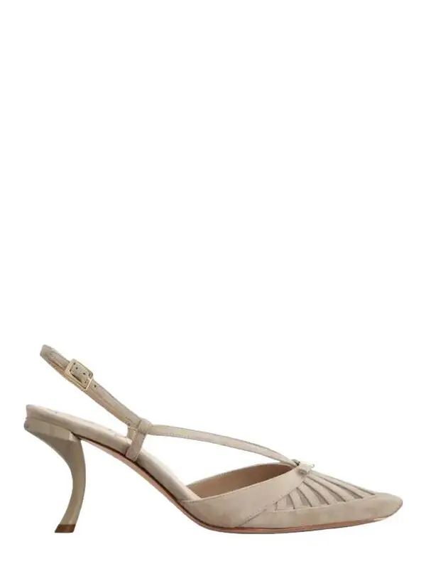 ROGER VIVIER Virgule D'orsay Pumps In Suede With Mini Buckle Detail - Grey