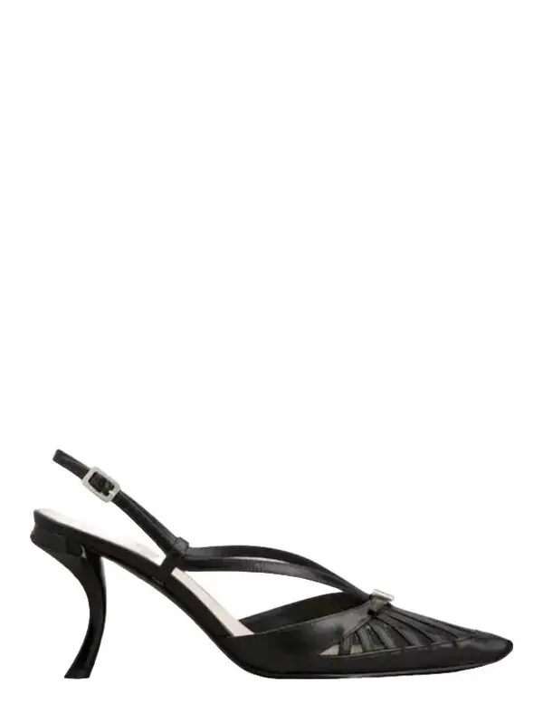 ROGER VIVIER Virgule D'orsay Pumps In Leather With Mini Metal Buckle - Black